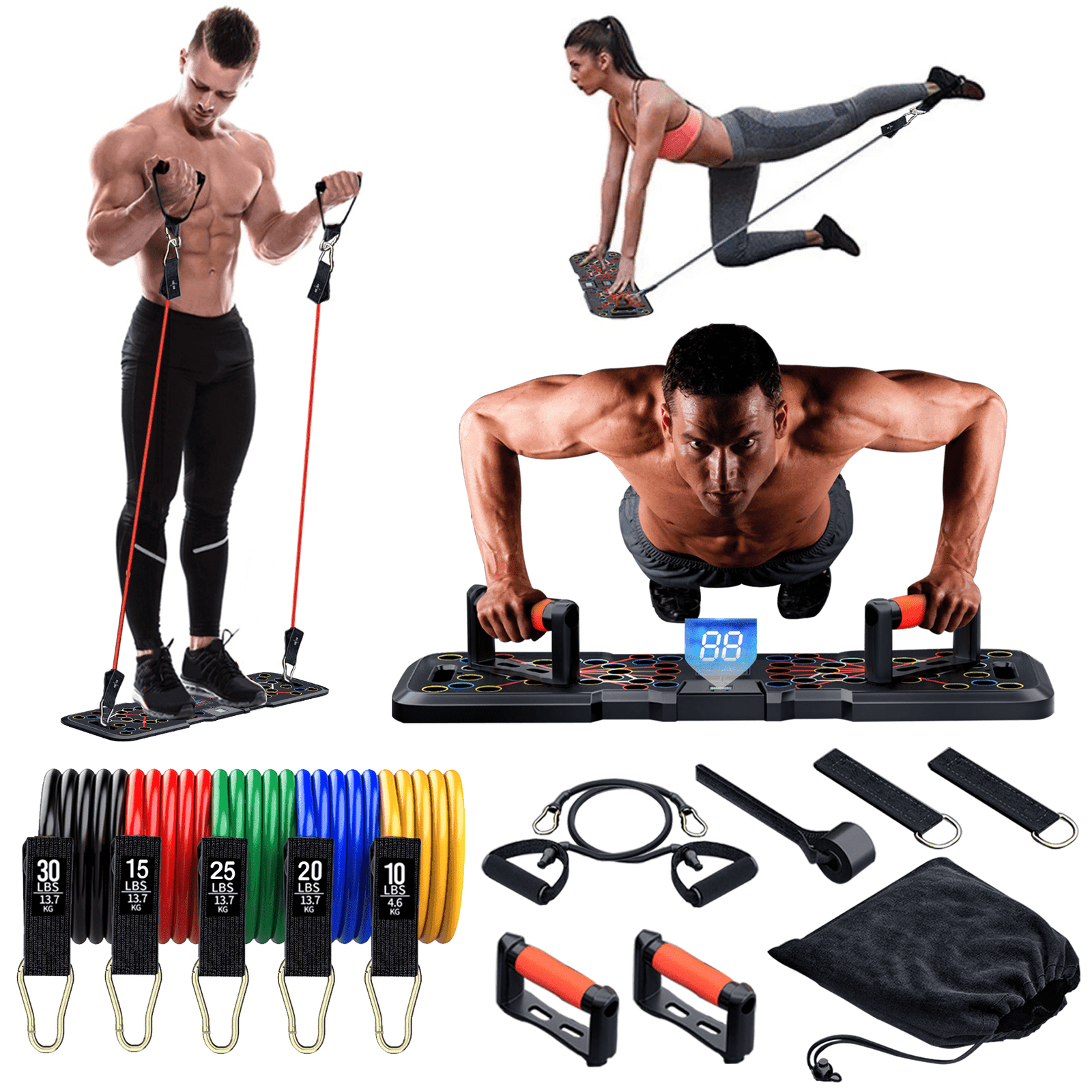 Push Up Board 14 in 1 Home Workout Equipment Foldable Push Up Board ...