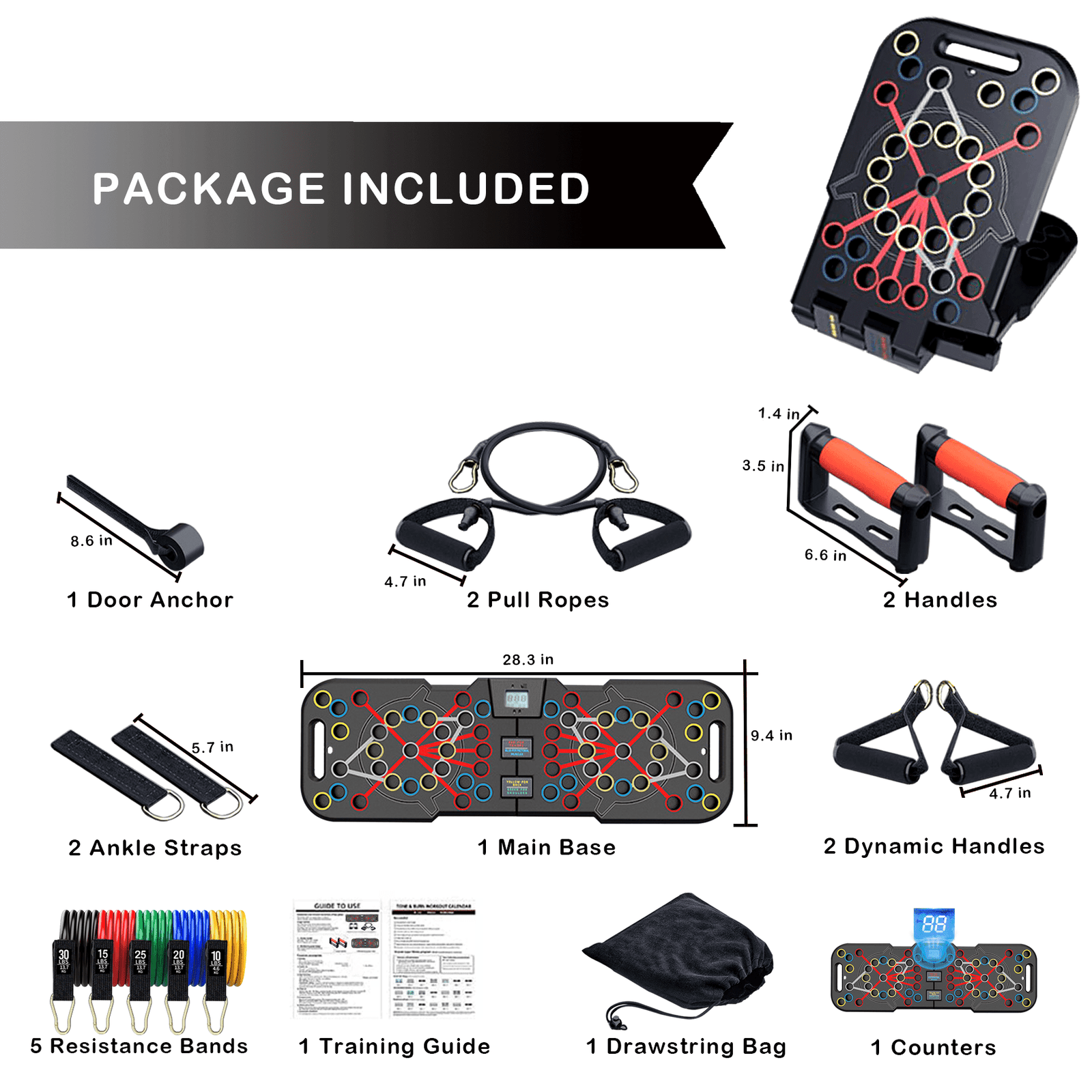 Push Up Board 14 in 1 Home Workout Foldable Push Up Board with ...